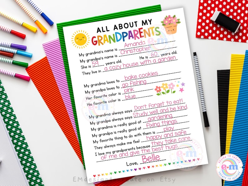 PRINTABLE All About My Grandparents, Grandparents Day Questionnaire ...