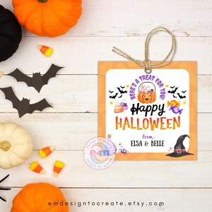 Editable Halloween Tags, Printable Trick or Treat Tag, Here's a Treat ...