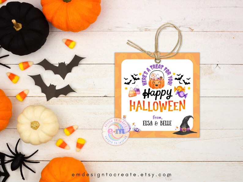 Editable Halloween Tags, Printable Trick or Treat Tag, Here's a Treat ...