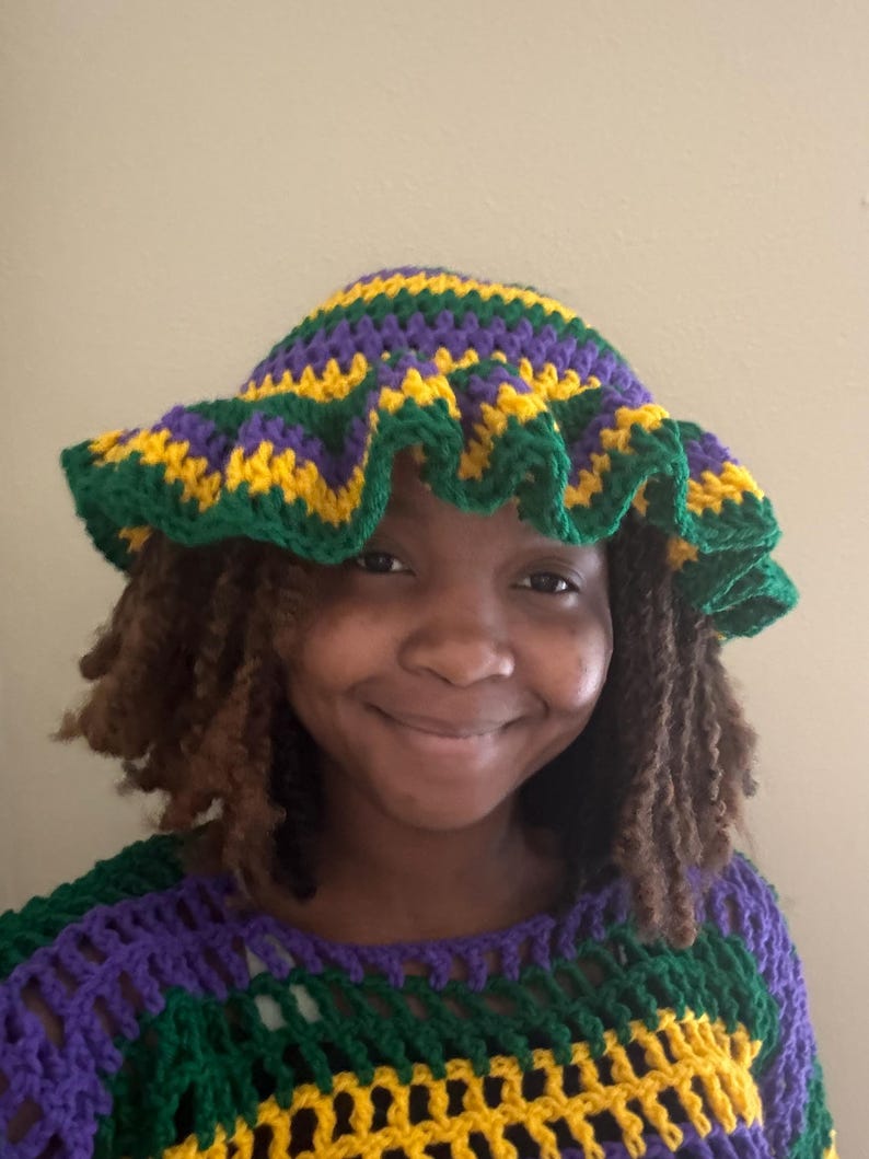 Mardi Gras Crochet Ruffle Hat - Etsy