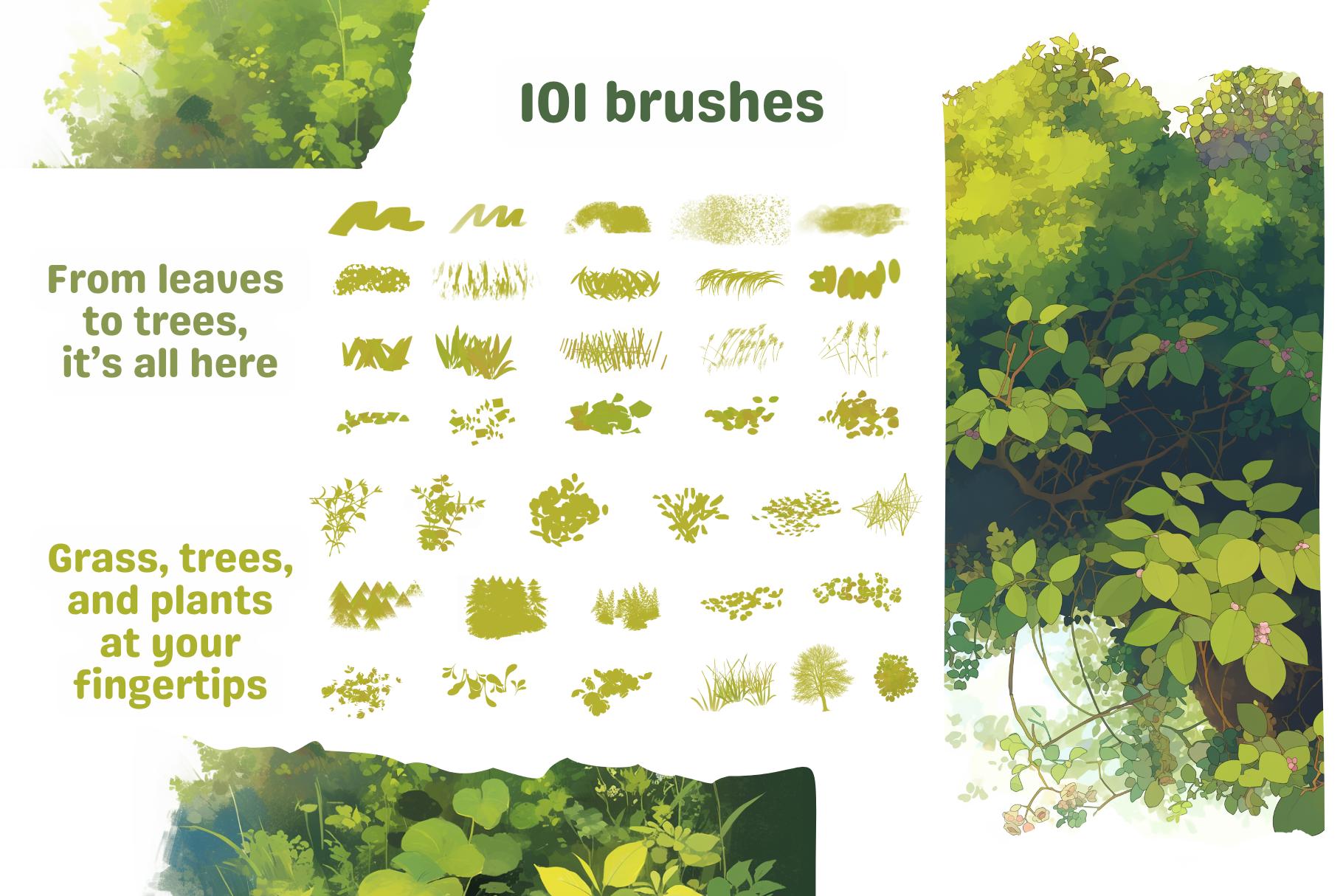 Procreate Brushes: Foliage Frenzy, 101 Plant Leaf Brushes for Lush ...