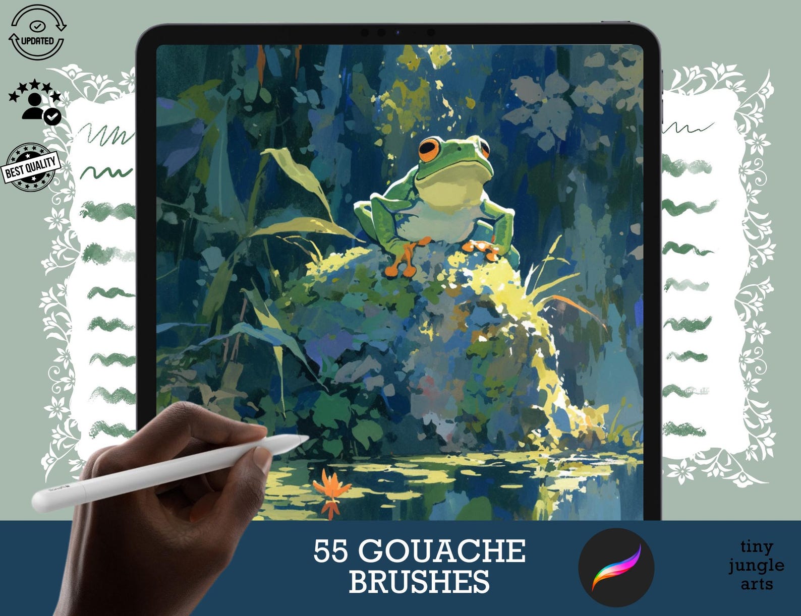 Procreate Brushes: Nature's Gouache, 55 Realistic Gouache Brushes for ...