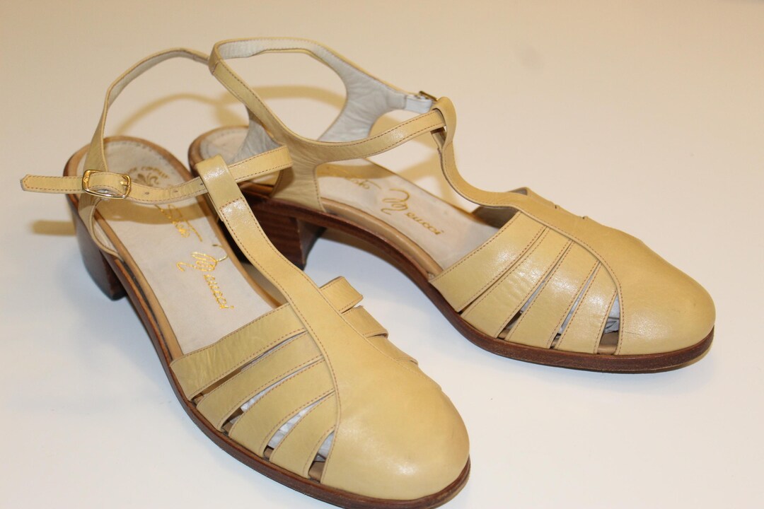 Sesto Meucci Italy Designer Womens Leather Shoes Vintage 8N Pale Yellow ...