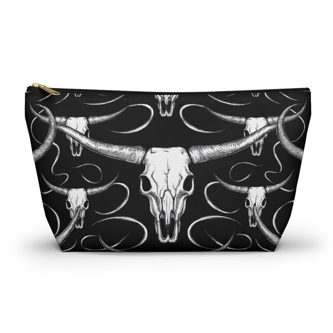 Gothic Longhorn Skull Accessory Pouch: Customizable Zipper - Etsy