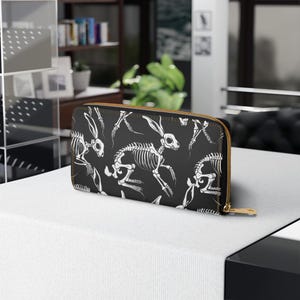 Gothic Skeleton Rabbits Zipper Wallet - Faux Leather, Unique Design ...