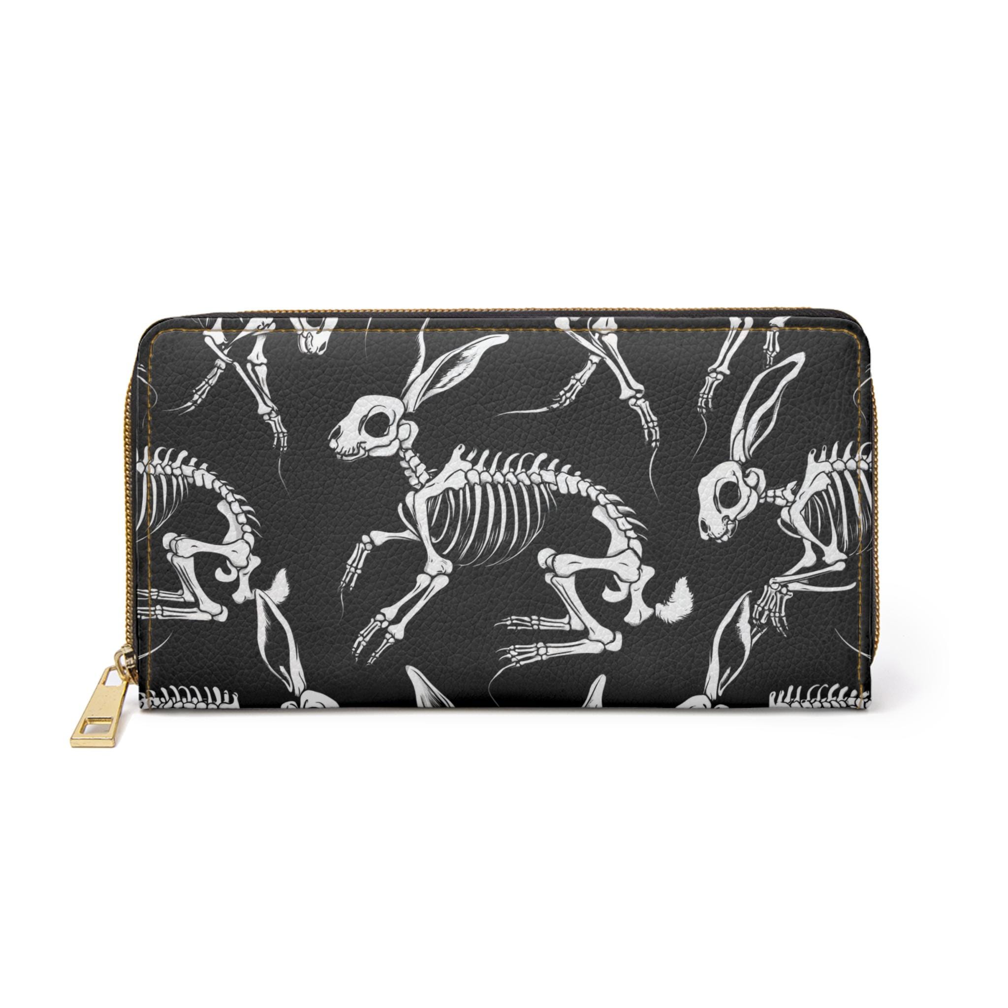 Gothic Skeleton Rabbits Zipper Wallet - Faux Leather, Unique Design ...