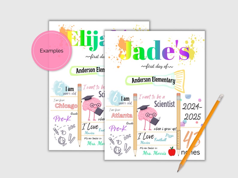 Customizable School Signs Set - Printable First & Last Day of School ...