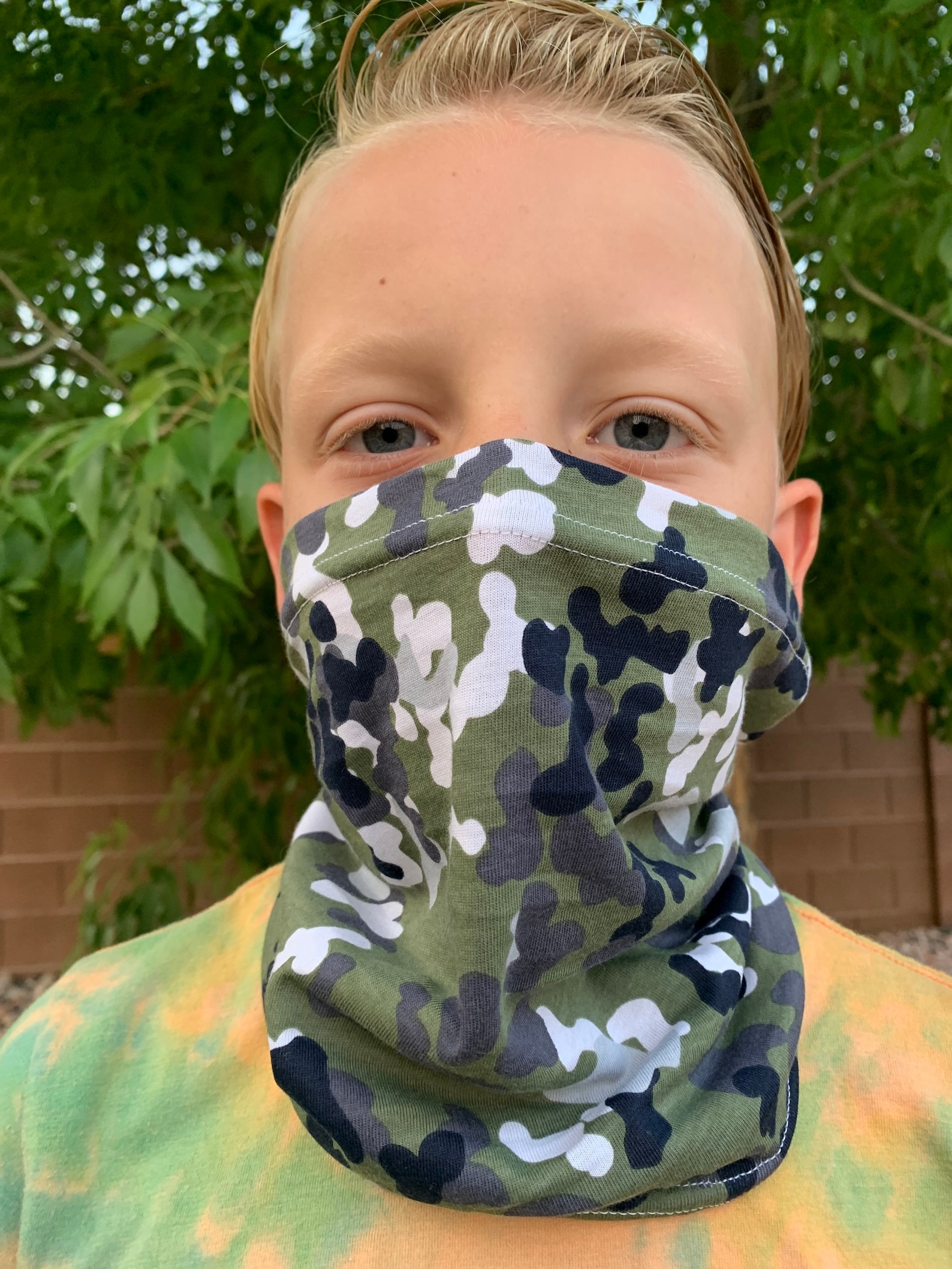 Kids Neck Gaiter Face Mask Green Camo Camouflage Headband | Etsy