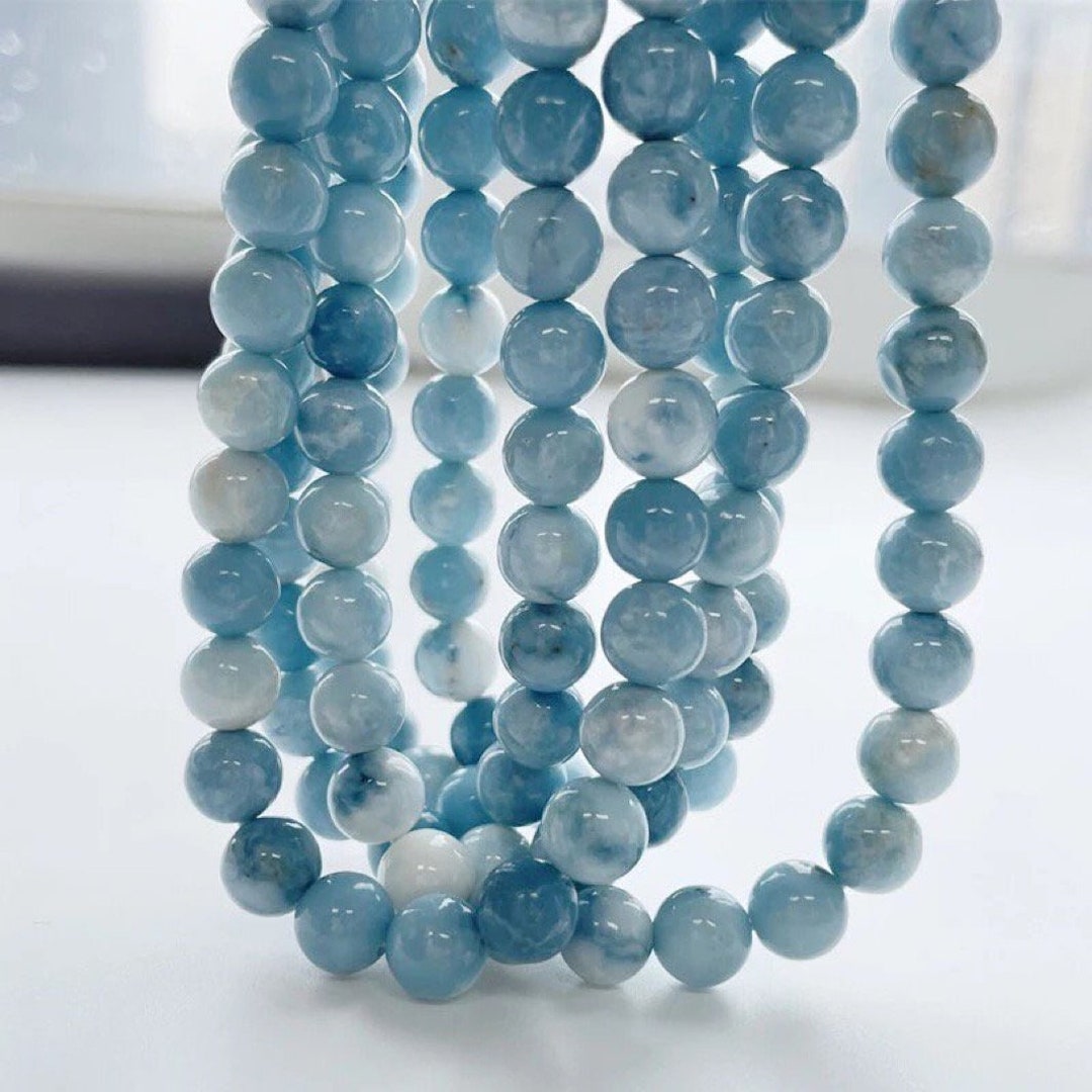 Authentic Semi-precious Larimar Beads|aaa Blue Larimar Stone Round ...