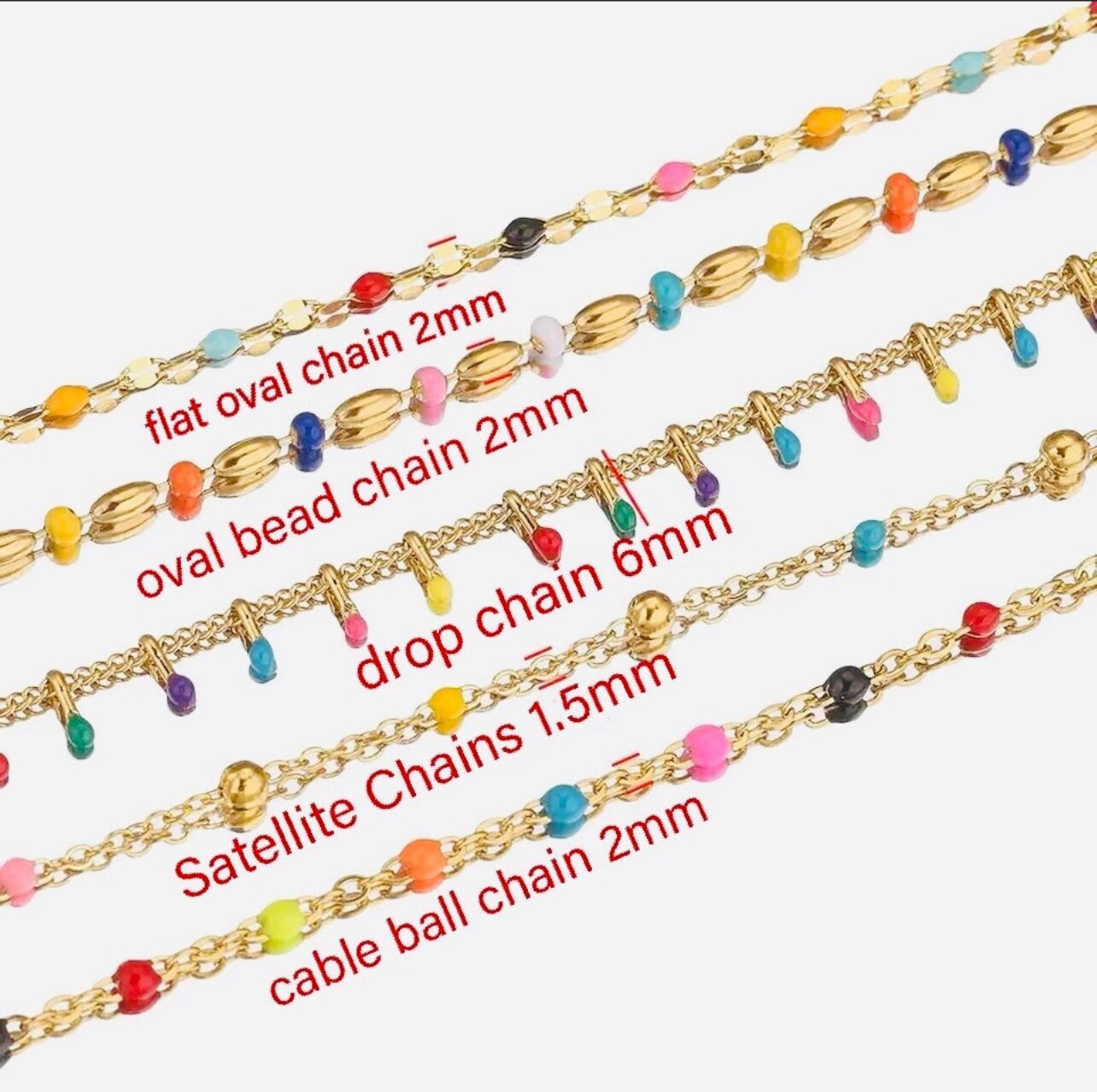 18K Gold Filled Enamel Chains/gold Filled Chains for Permanent Jewelry ...