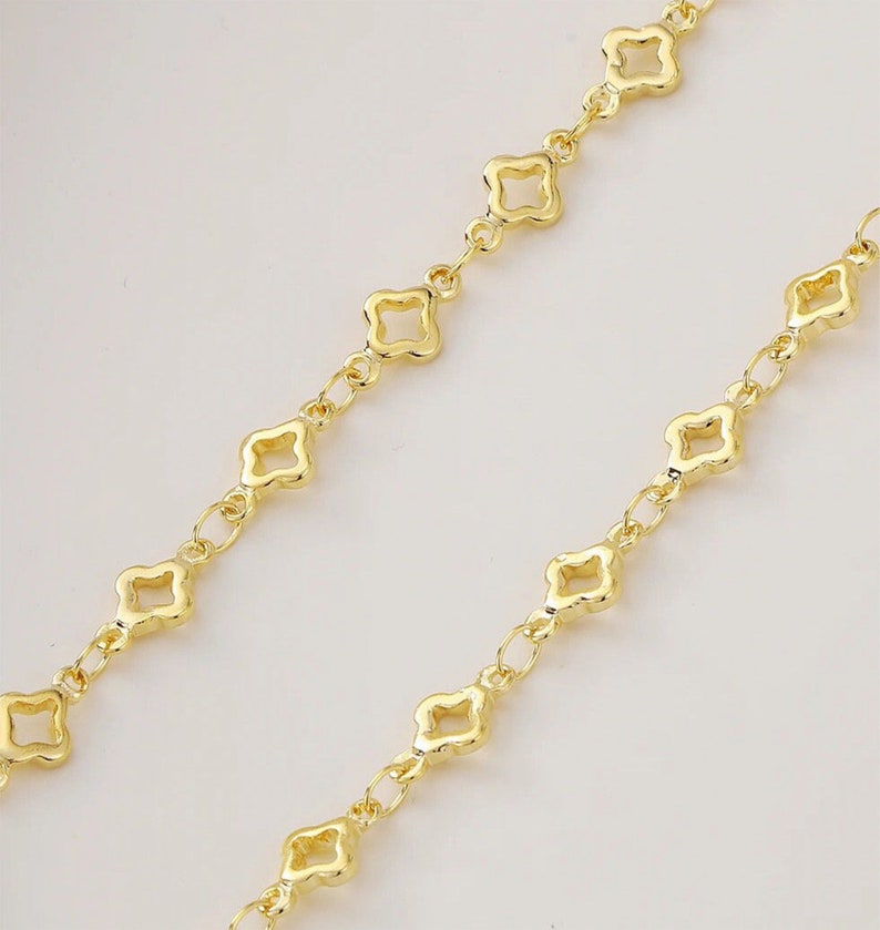 14k Gold Plated Brass Chain/clover Chain/clover Necklace/chain for ...