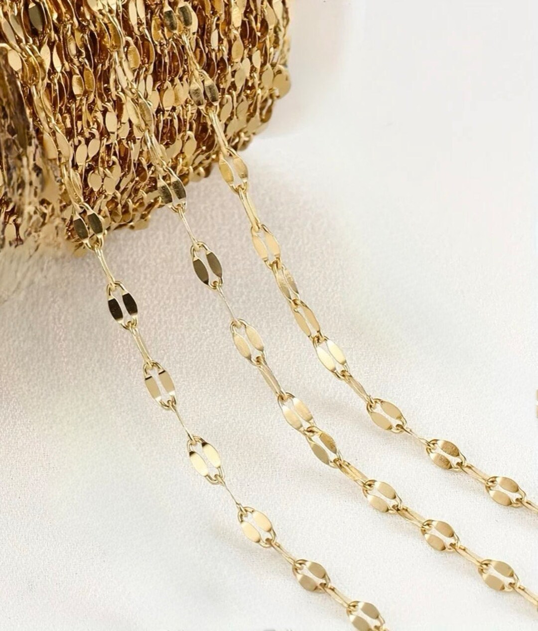 14k Gold Filled Flat Oval Cable Chain/oval Chain/oval Curb Chain ...