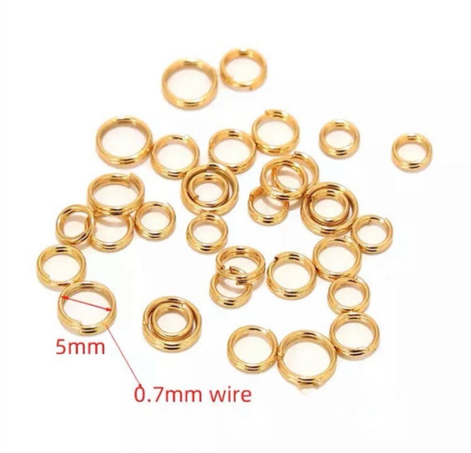 5pcs - 18k Gold Filled Split Jump Ring/gold Double Loop Jump Rings ...