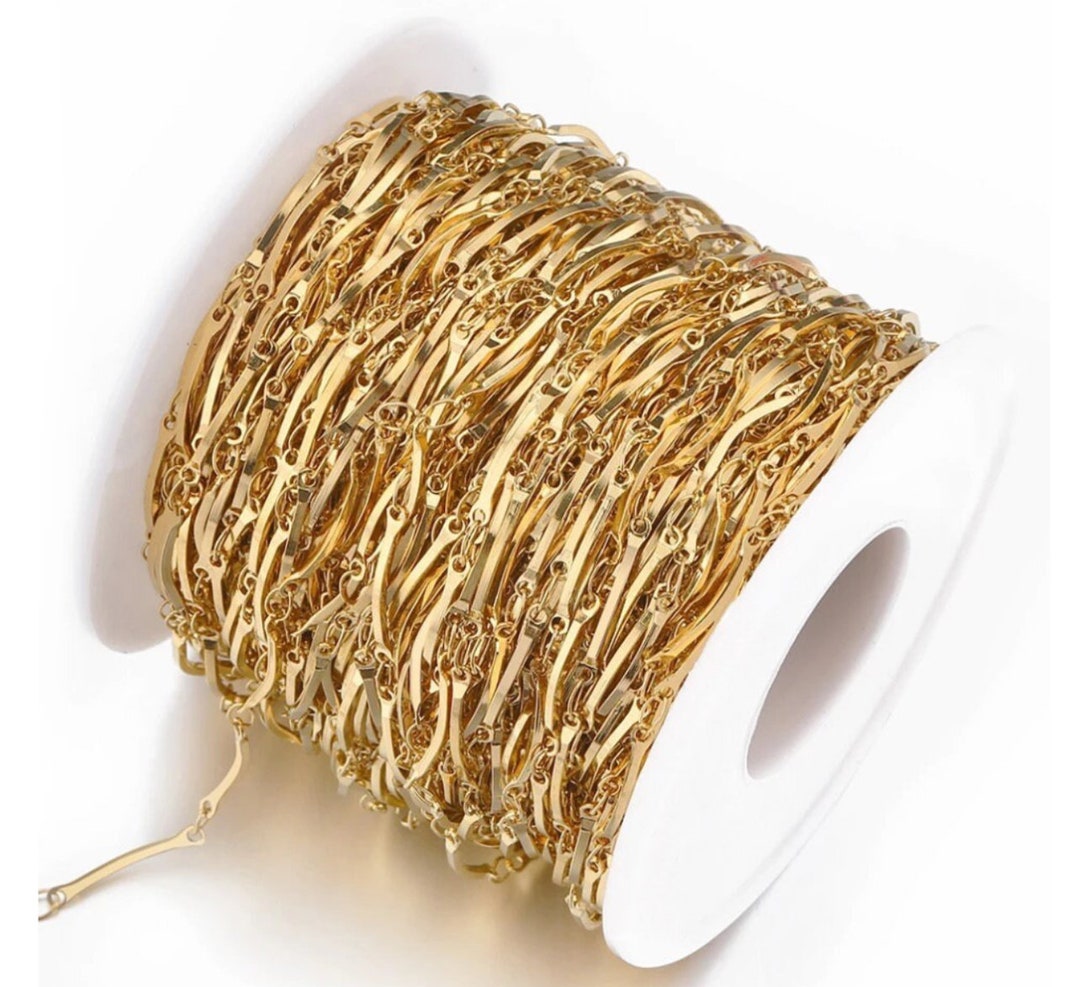 18k Gold Filled Flat Bar Chain/gold Filled Bar Chain/bar Chain ...