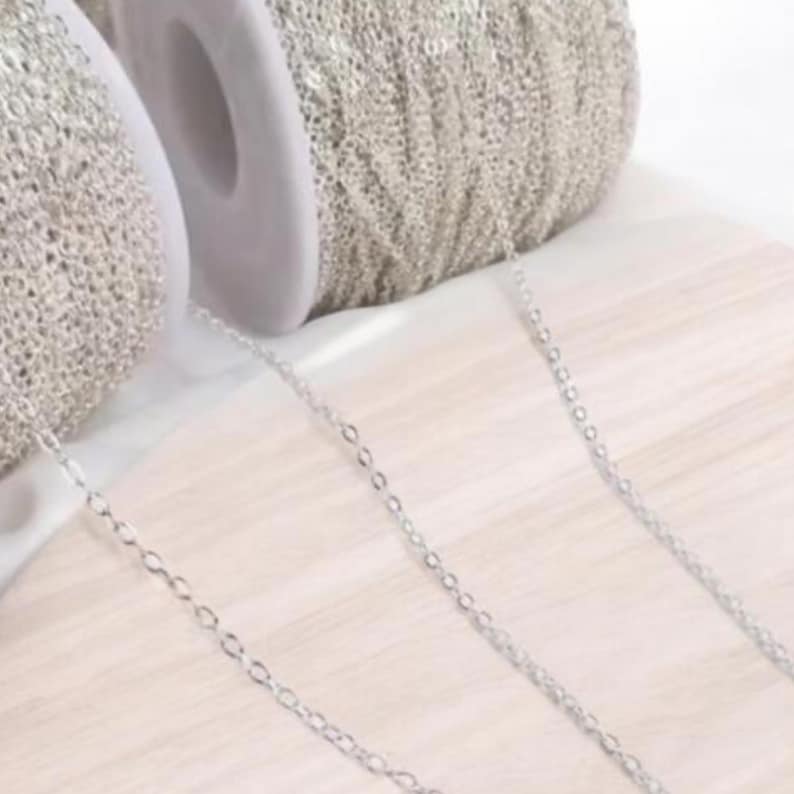 Silver Filled Flat Cable Chain/silver Chain by the Foot|bulk Chain for ...