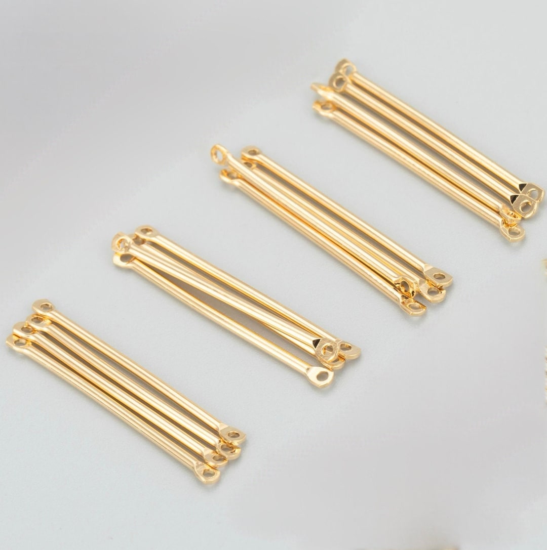 10 Pcs - 18K Gold Filled Double Hole Eye Pins/bar Shape Earring ...