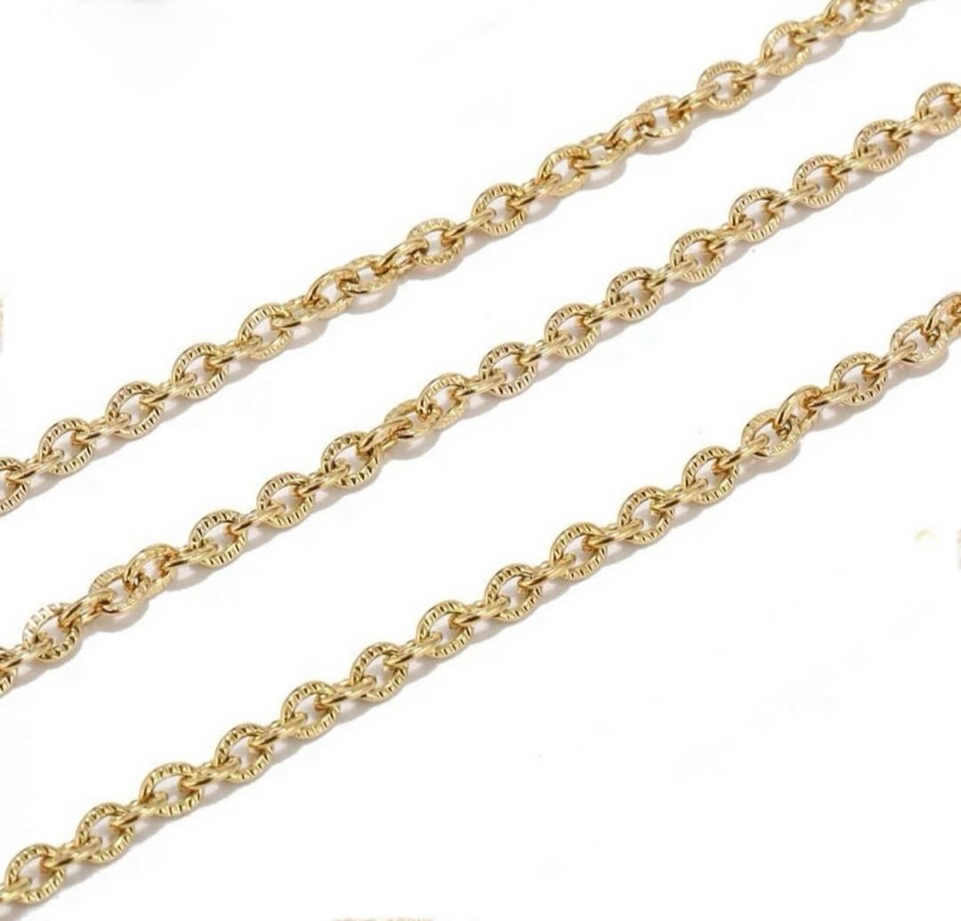 18k Gold Filled Hammered Flat Cable Chain/hammered Chains/chains for ...