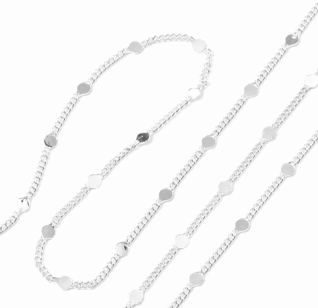 Silver Filled Flat Disc Curb Chains/curb Chains/flat Chain/chains for ...