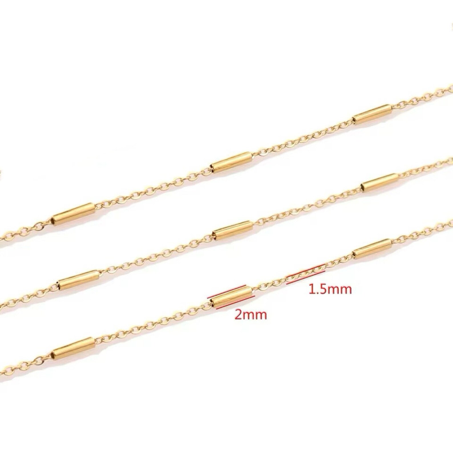 18k Gold Filled Tube Bead Chain/tube Bead Chain/wholesale Chains for ...
