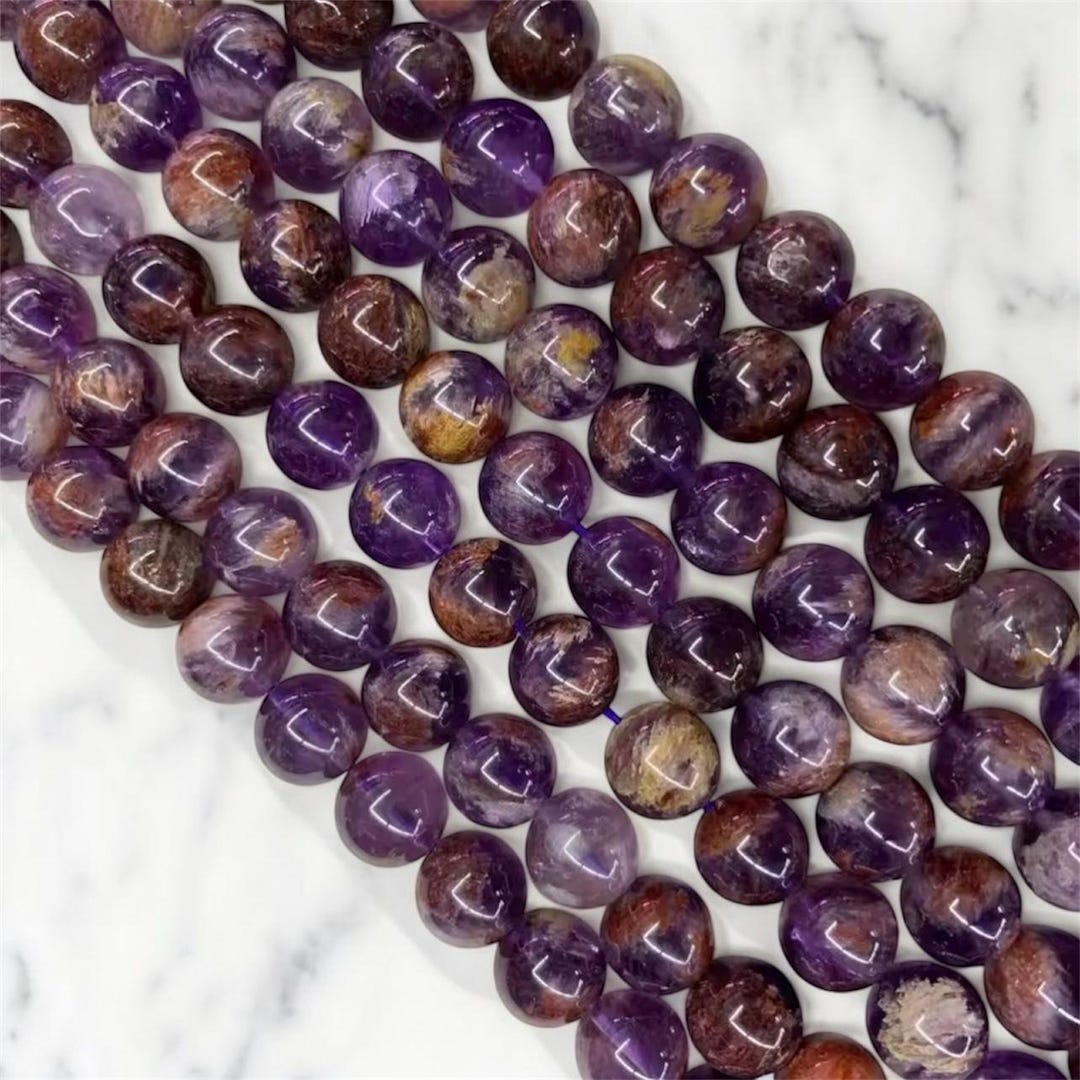 Purple Phantom Quartz Beads/genuine Natural Purple Lodolite Phantom ...