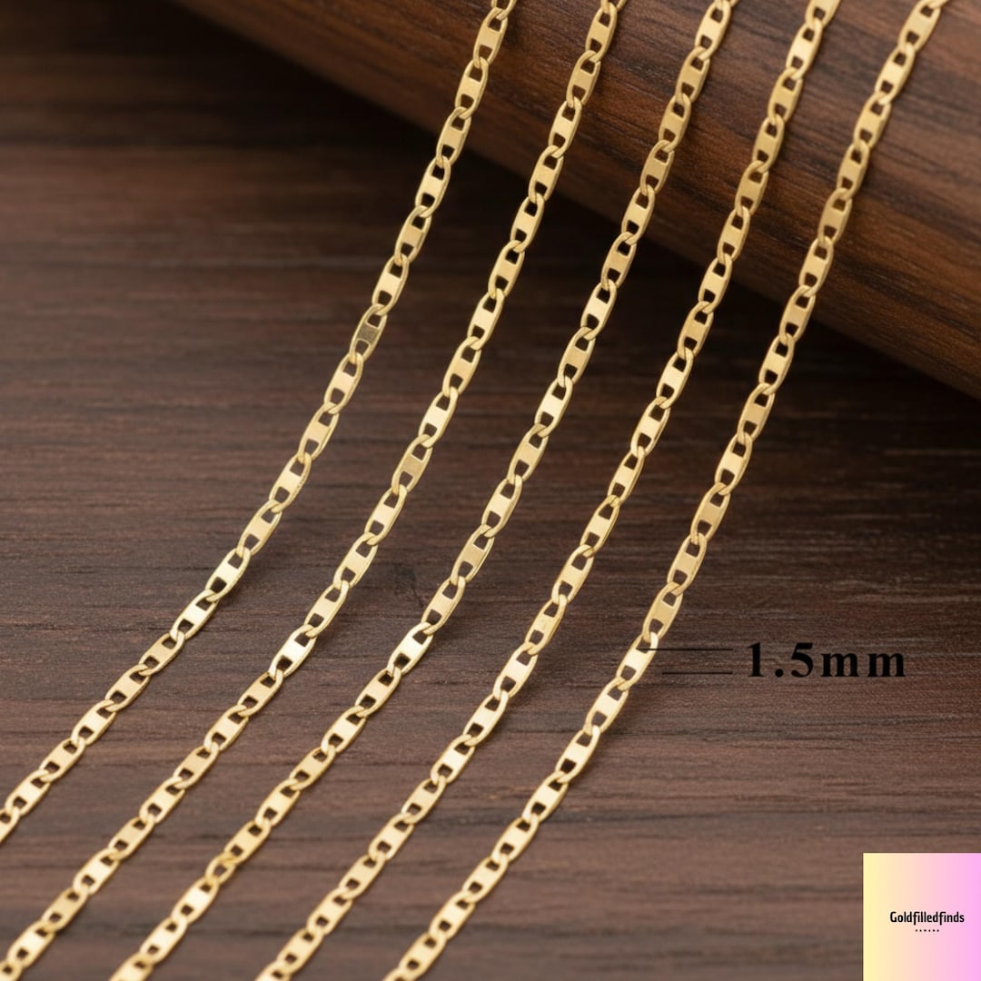 18k Gold Filled Flat Link Chains/flat Link Chains/chains for Permanent ...