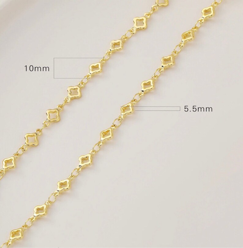 14k Gold Plated Brass Chain/clover Chain/clover Necklace/chain for ...