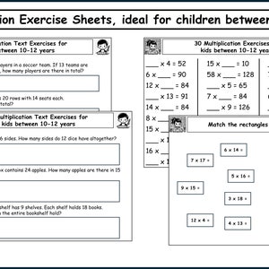 10 Printable Multiplication Exercise Cheets Ideal for Children Between ...