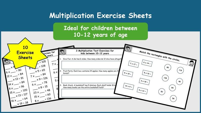 10 Printable Multiplication Exercise Cheets Ideal for Children Between ...