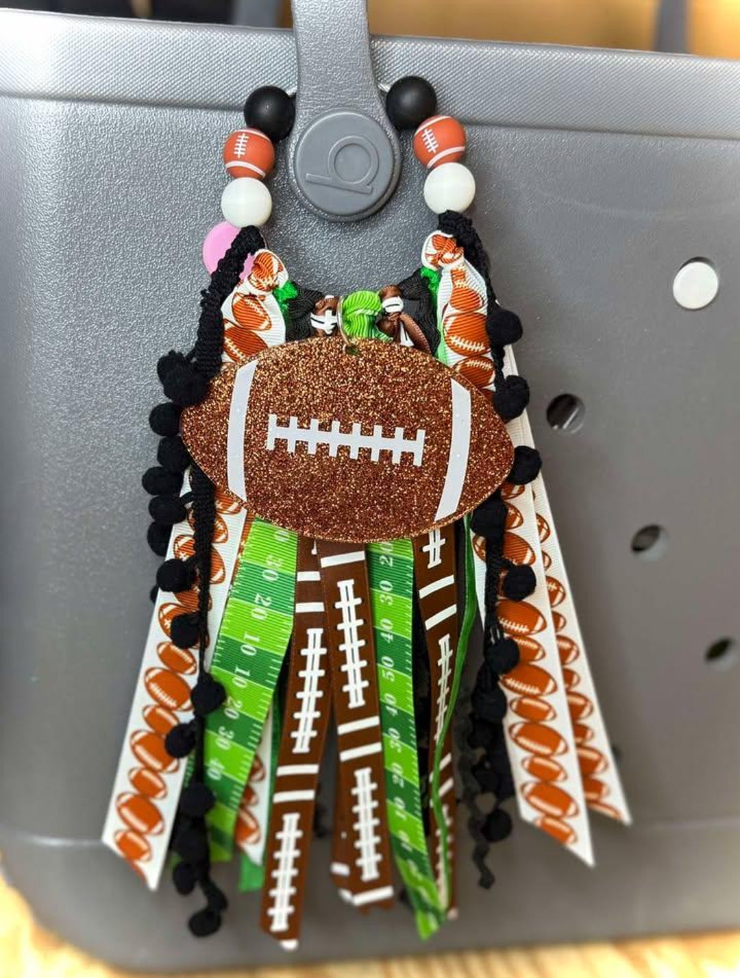 Glitter Football Bogg Bag/backpack Charm - Etsy