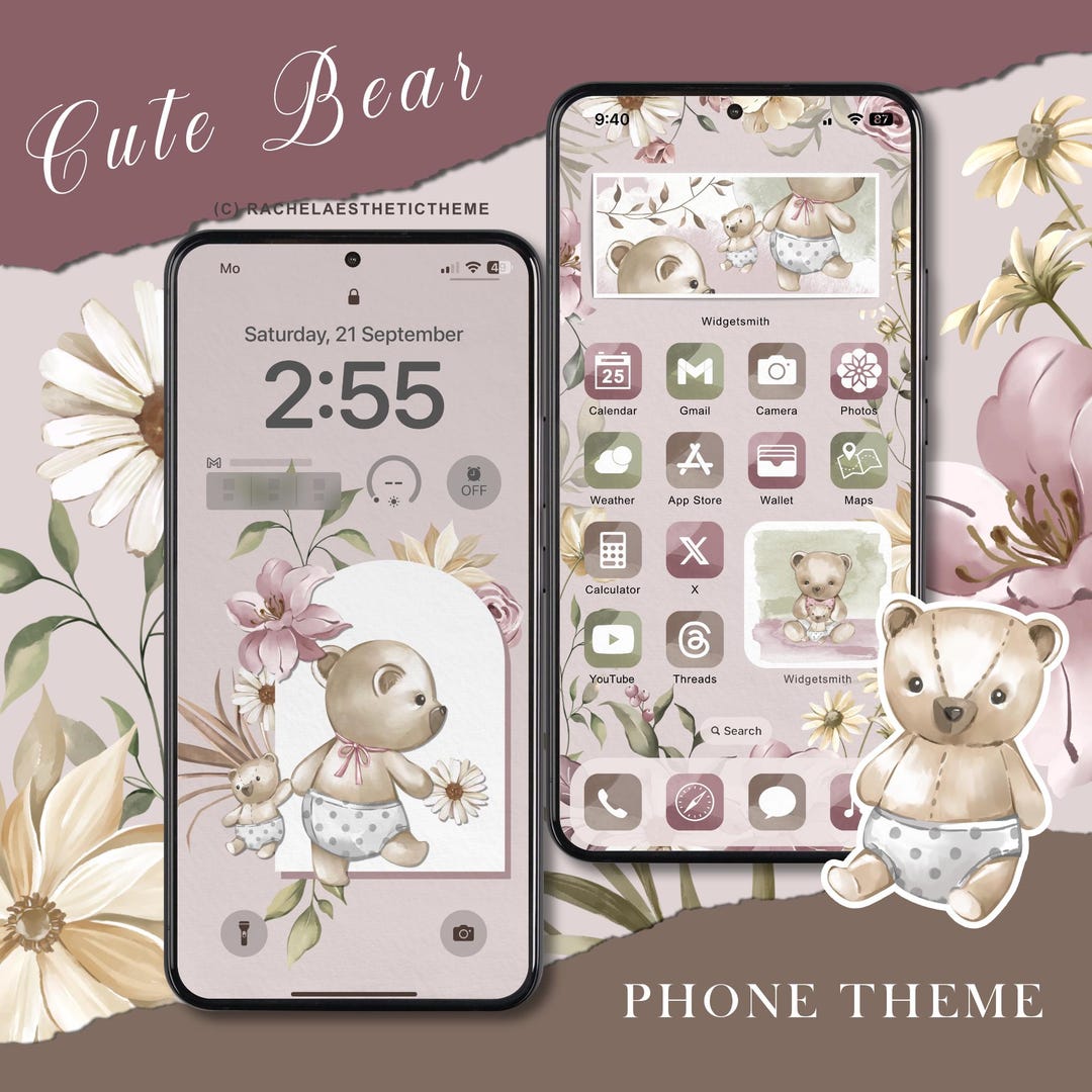 Cute Bear App Icon Pack, Cute Ios18 Icon, Kawaii App Icon for Iphone ...