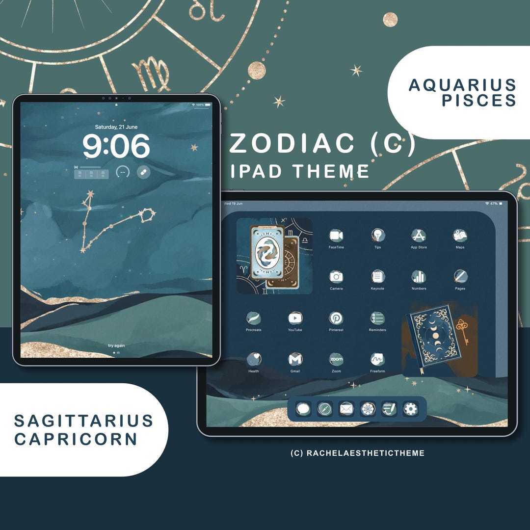 Zodiac Ios26 iPad Theme for Sagittarius, Capricorn, Aquarius, Pisces ...