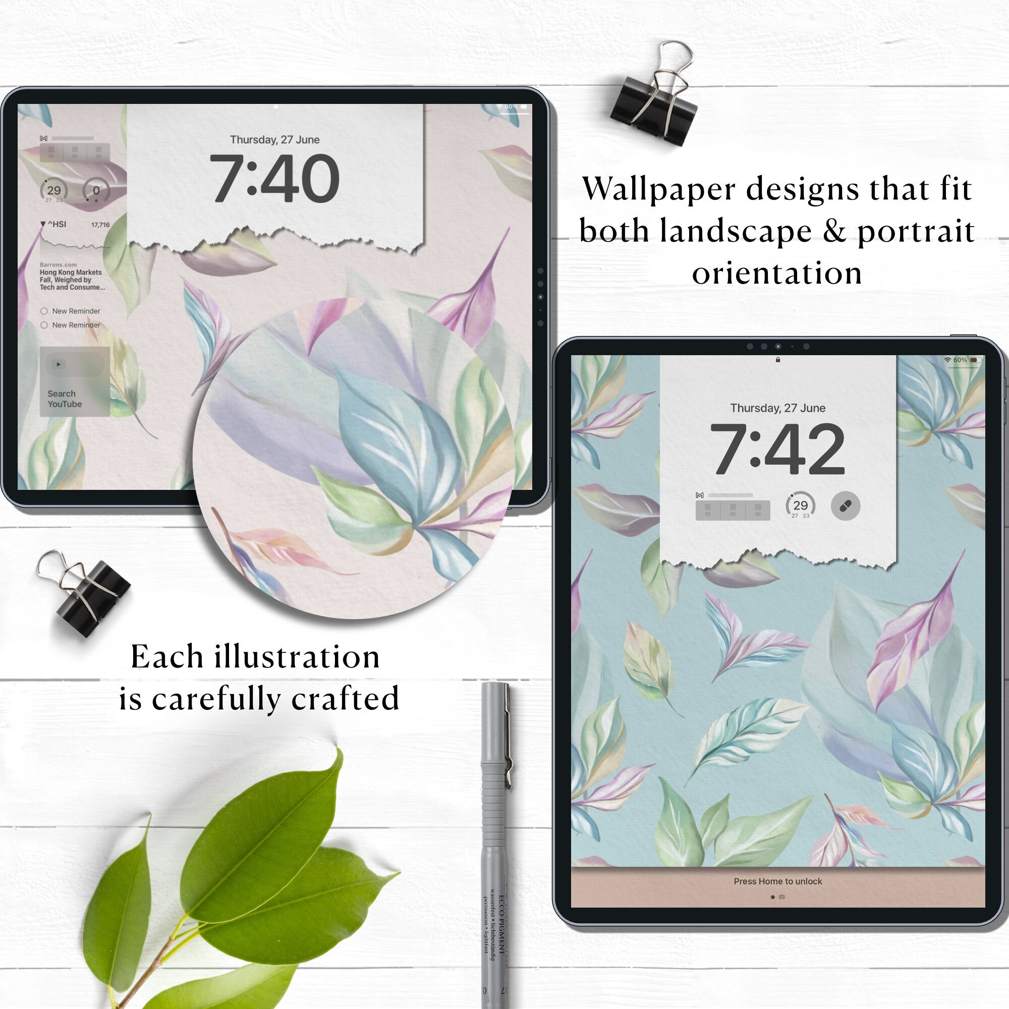 Watercolor Foliage iPad Theme Aesthetic Ios17 Theme iPad Homescreen ...