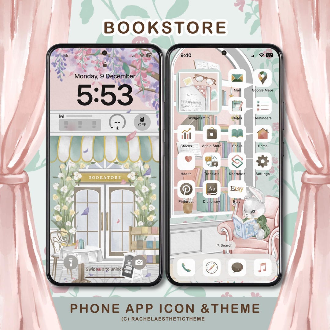 Bookstore App Icon for Phone, Study Phone Theme, Book Ios Icon ...