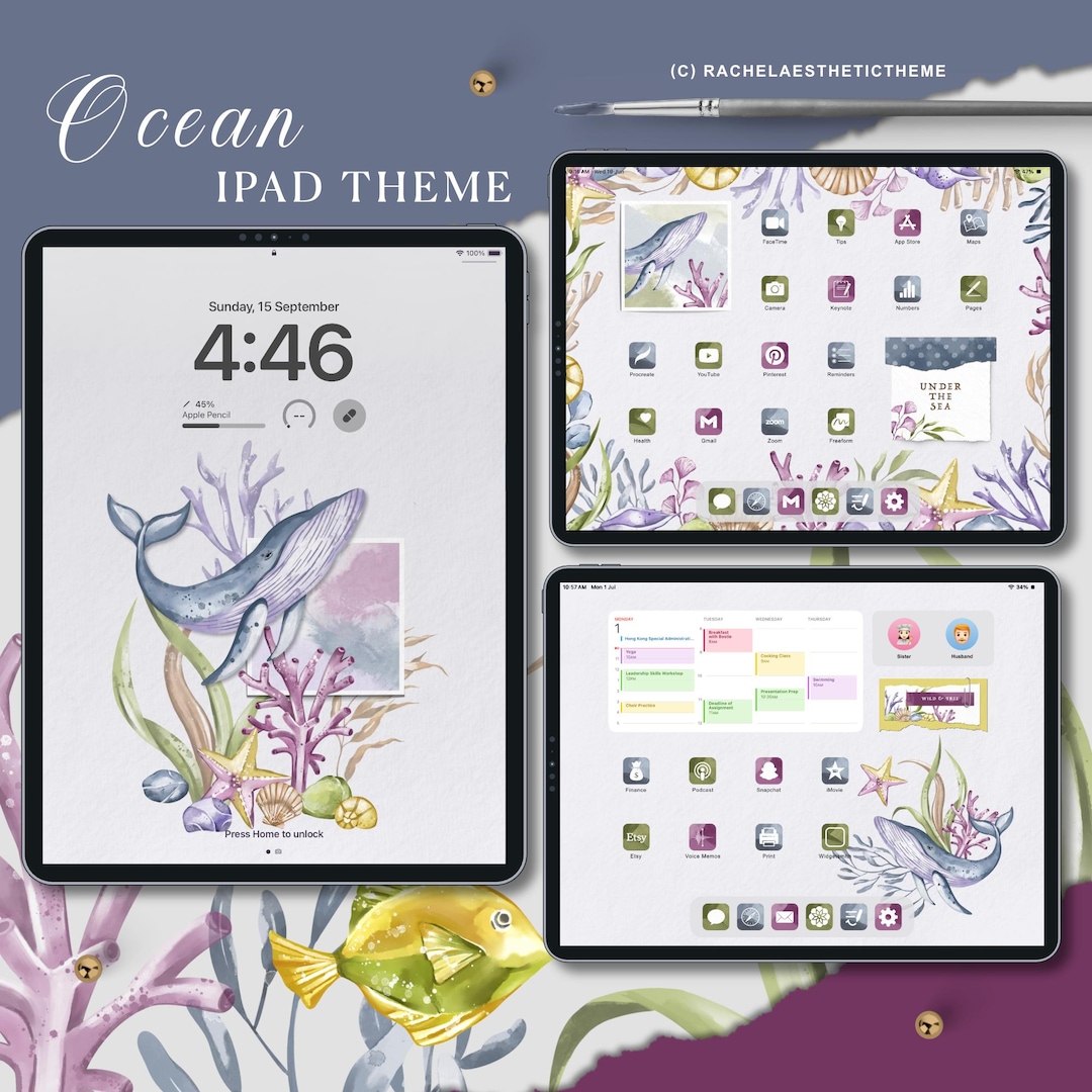 Ocean iPad Theme, Blue Ios26 Icon Pack, Coral App Icon Pack, Blue iPad ...