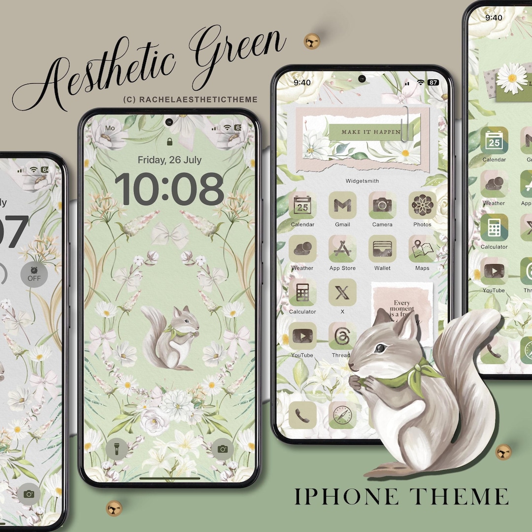 Aesthetic Green App Icon, Ios18 App Icon Pack, Ios17 Theme, iPhone ...
