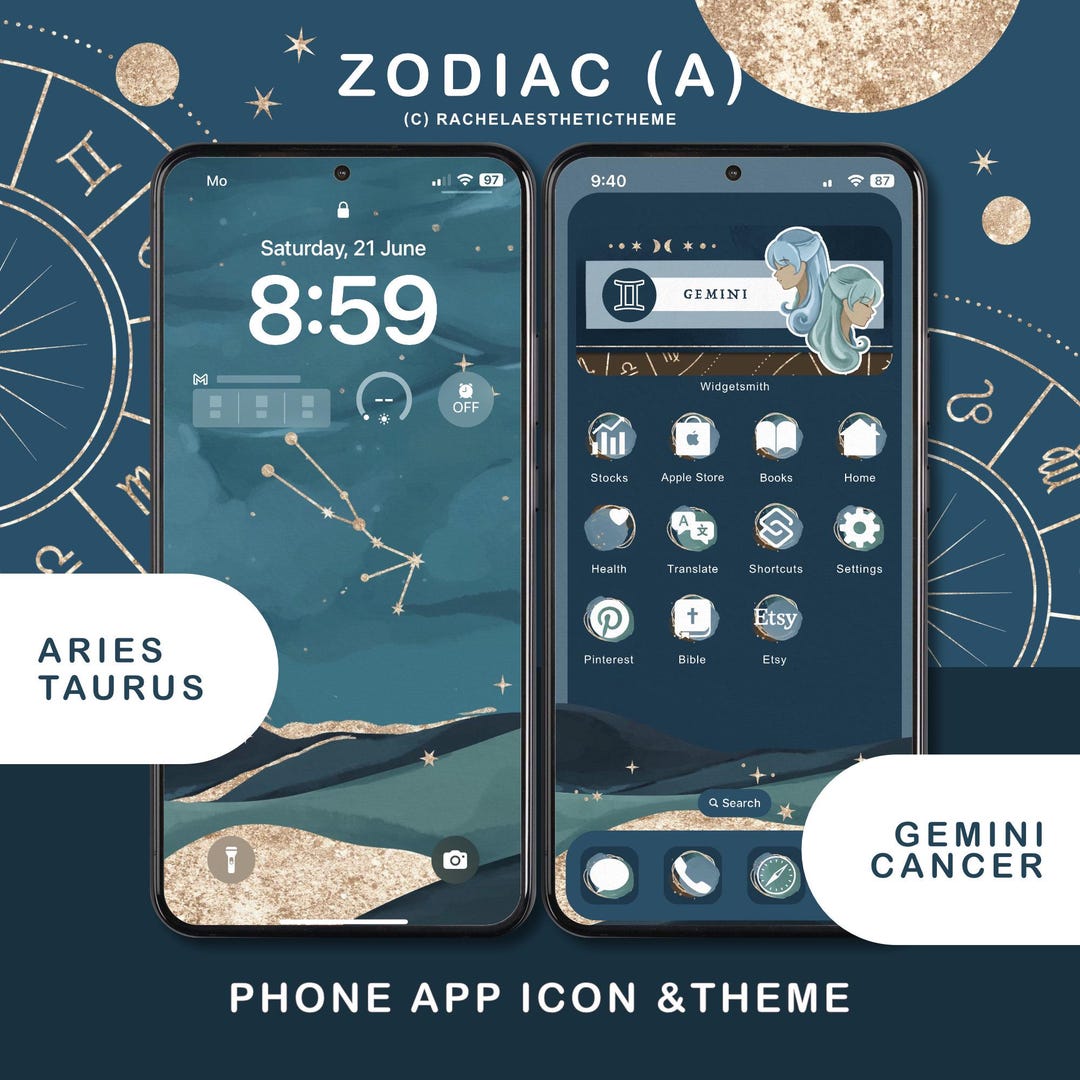 Zodiac Ios Icon Pack for Aries, Taurus, Gemini, Cancer, Celestial Phone ...