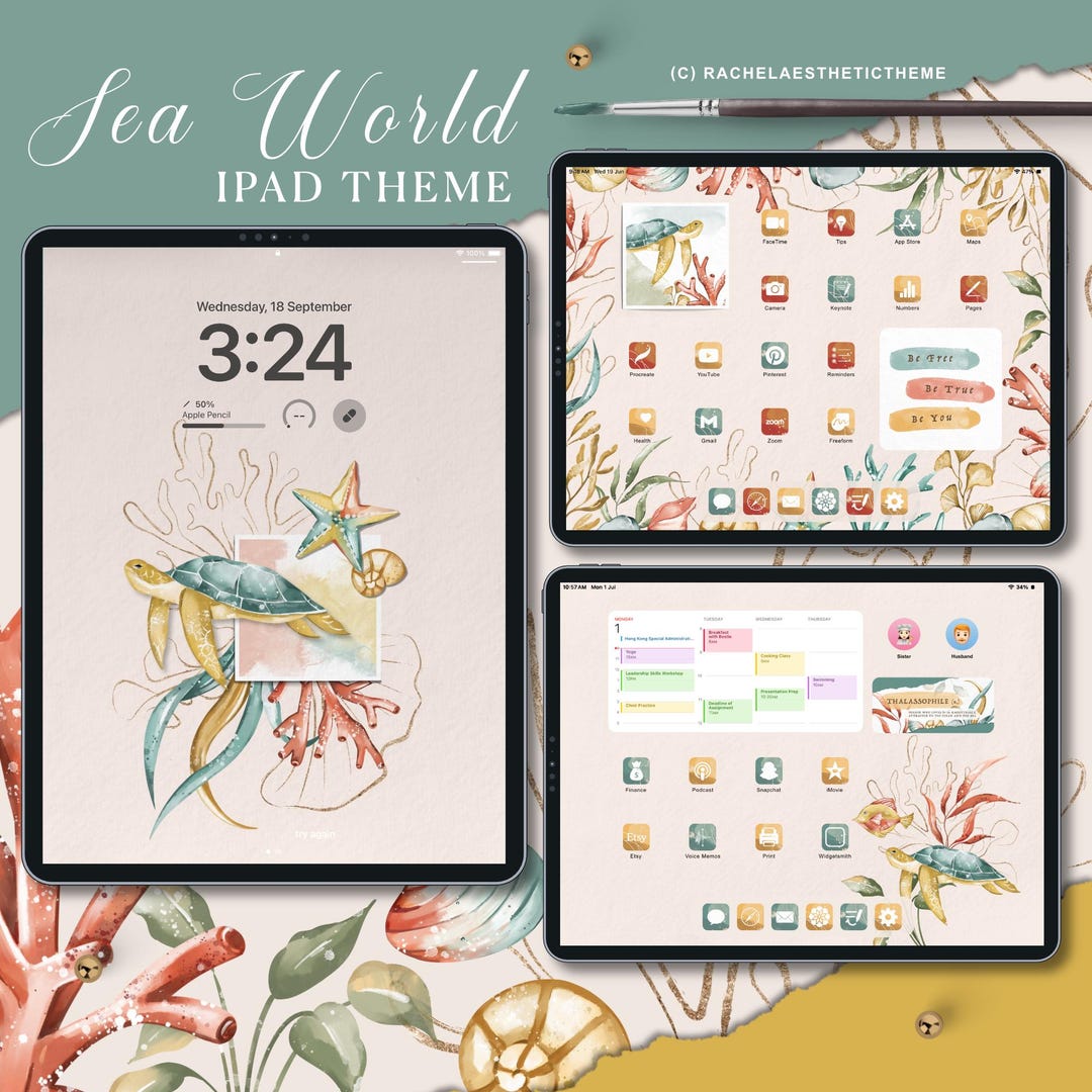 Seaworld iPad Theme, Aesthetic Ios Theme for Ipad, Sealife Ios Icon ...