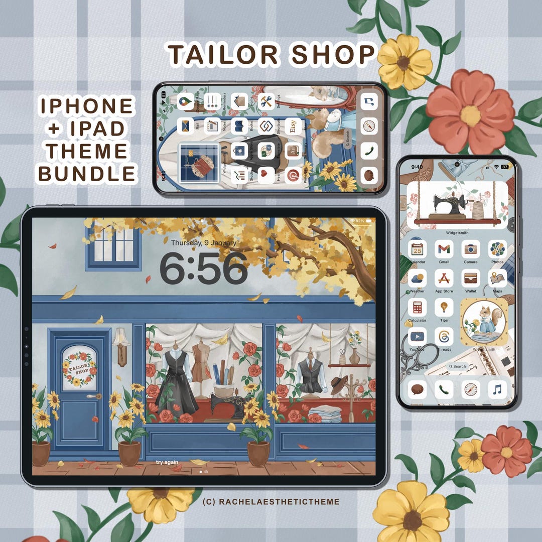 Tailor Shop Ios26 Theme Bundle, Phone App Widget Pack, Aesthetic ...
