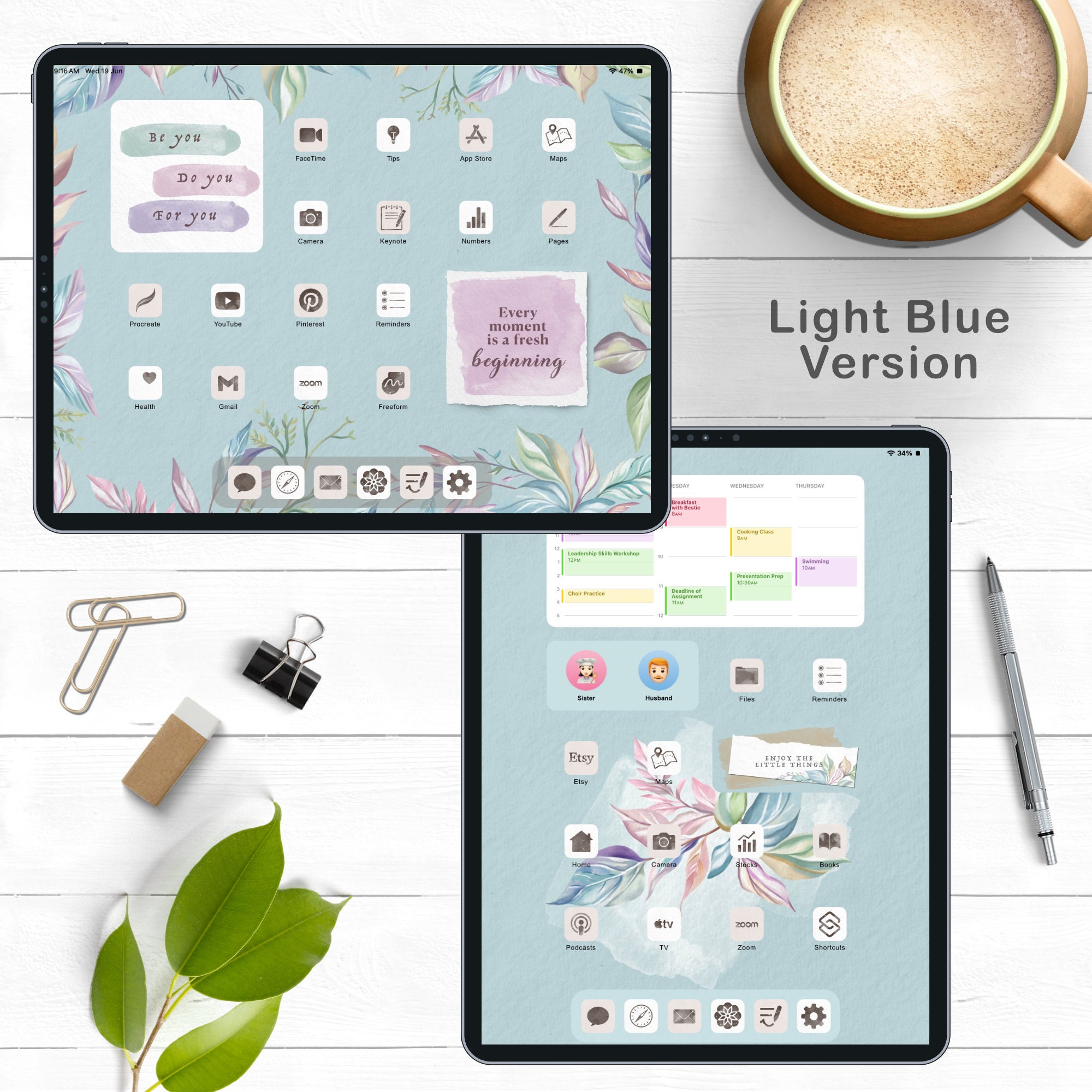 Watercolor Foliage iPad Theme Aesthetic Ios17 Theme iPad Homescreen ...