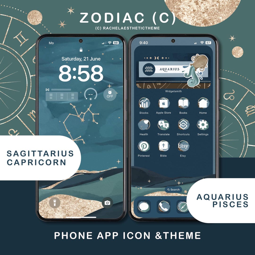 Zodiac Ios26 App Icon for Sagittarius, Capricorn, Aquarius, Pisces ...