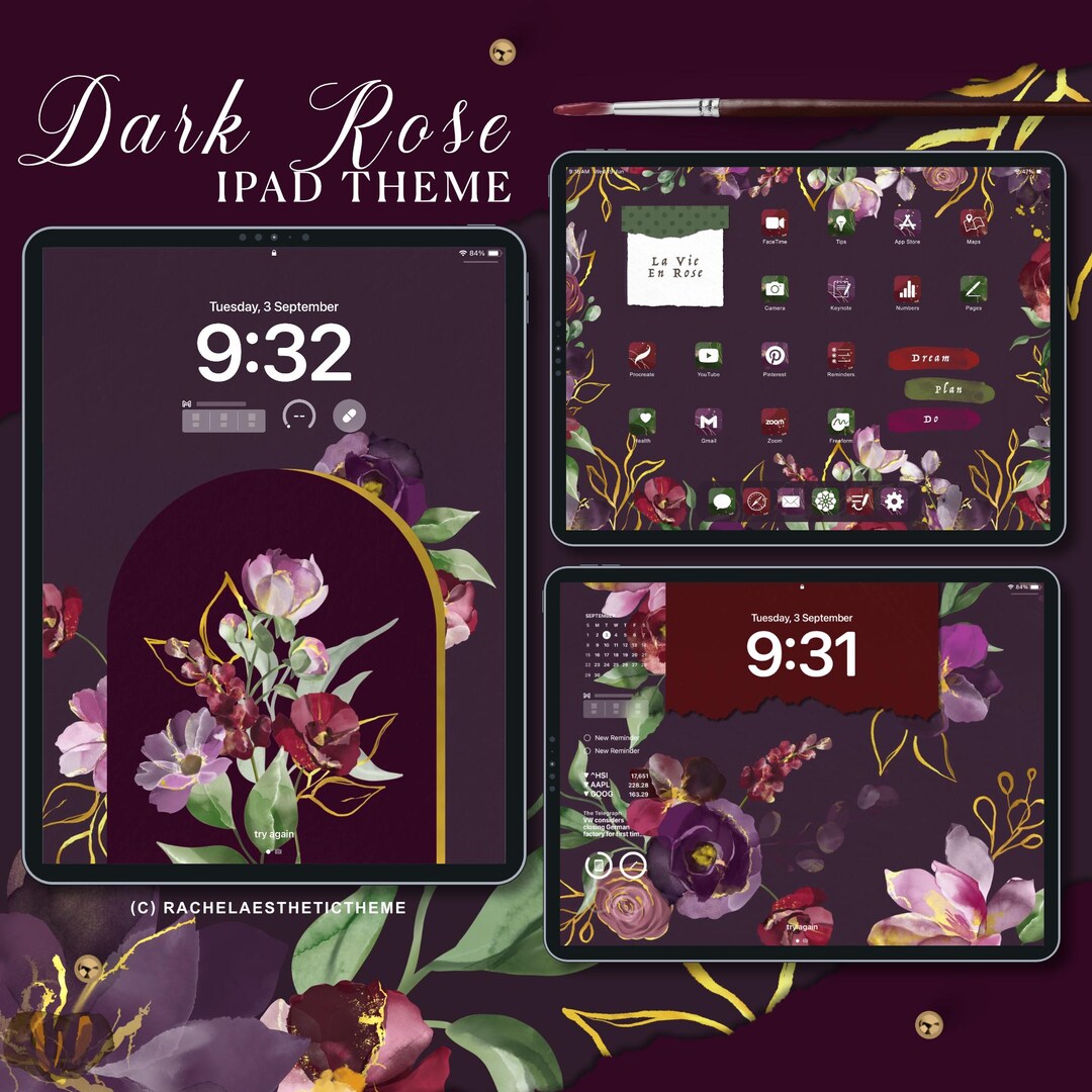 Aesthetic Dark iPad Theme for Ios26, Dark iPad Widget, Dark iPad ...