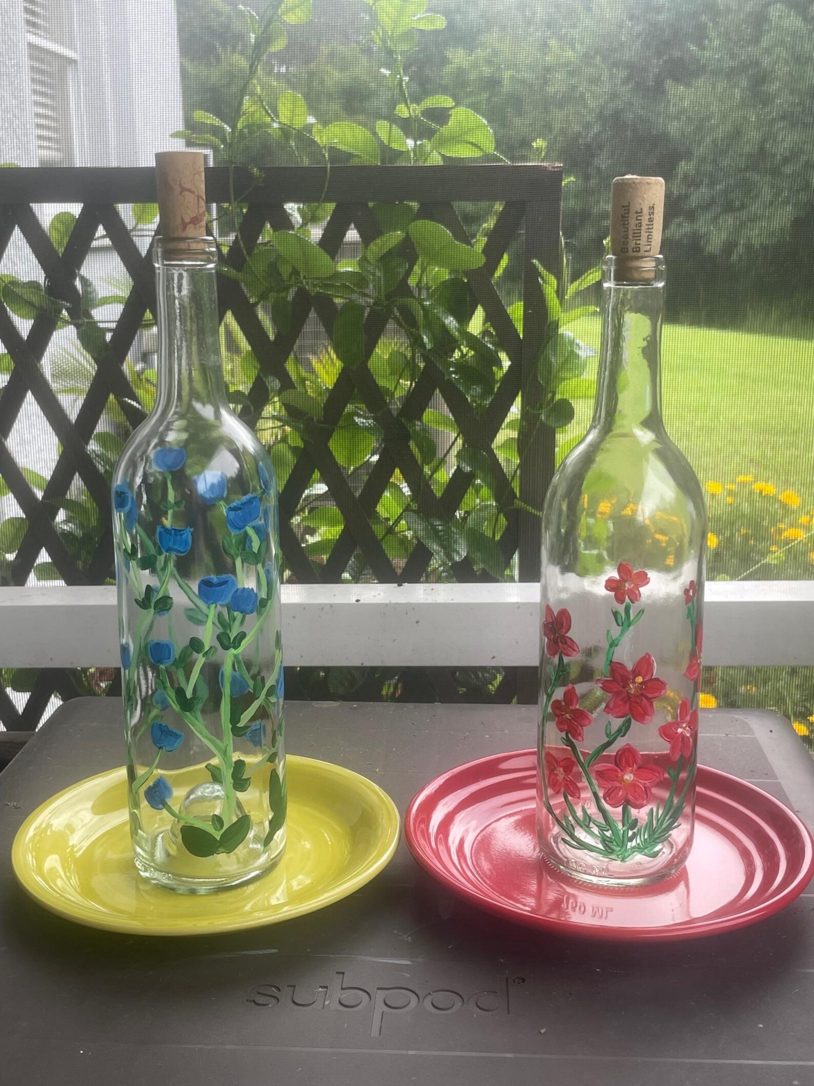 Hand Painted Wine Bottle Bird Feeders, Tiki Torches & Terrariums - Etsy