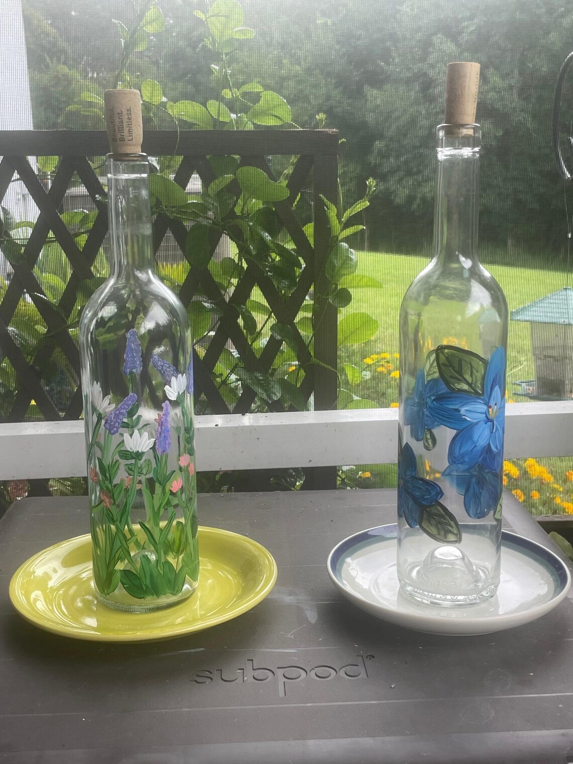 Hand Painted Wine Bottle Bird Feeders, Tiki Torches & Terrariums - Etsy