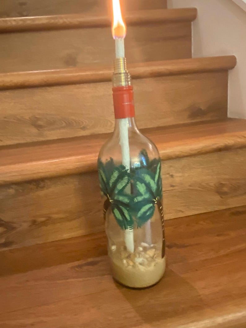 Hand Painted Wine Bottle Bird Feeders, Tiki Torches & Terrariums - Etsy