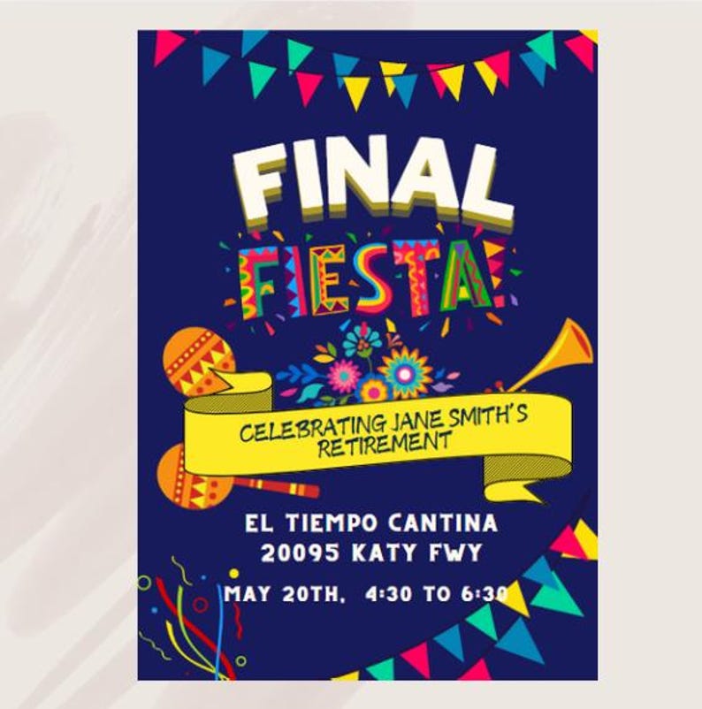 Fiesta Retirement Invitation-digital - Etsy