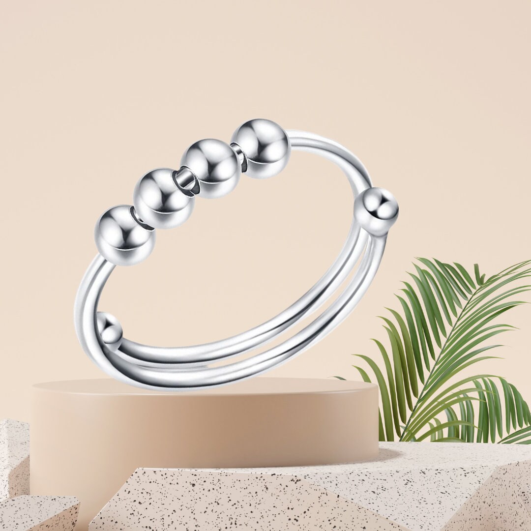 Beaded Anxiety Ring: Fidget Ring Skin Picking Worry Ring Cute Ring ...