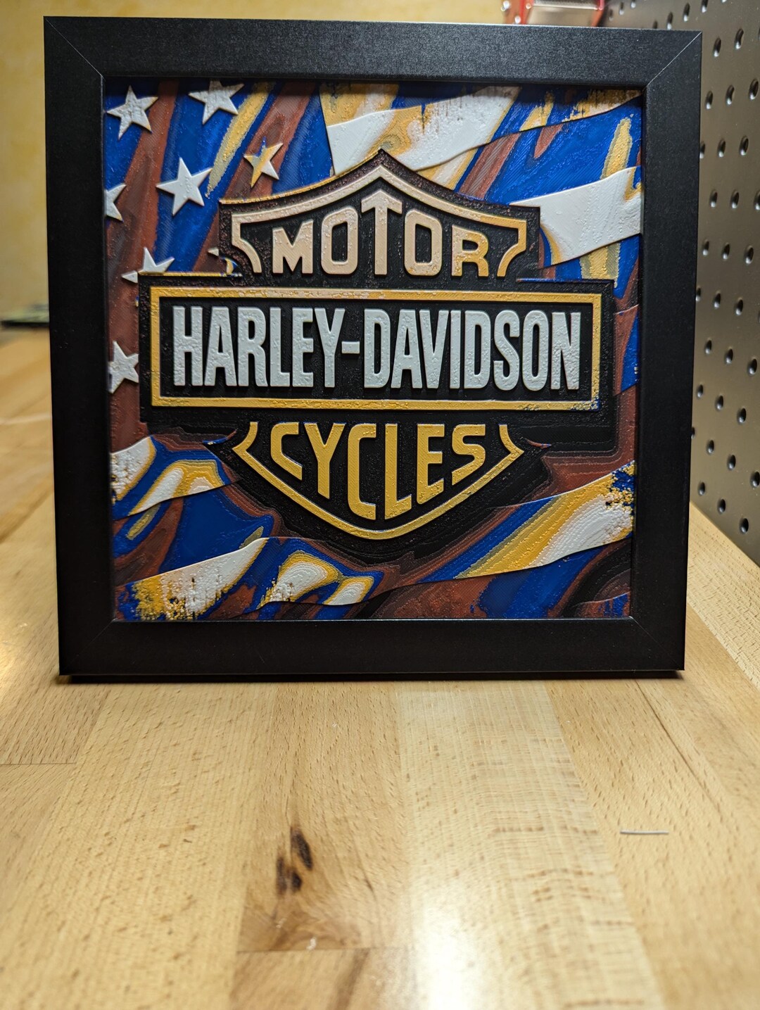 Harley Davidson American Flag Wall/desk Decor, Hueforge - Etsy
