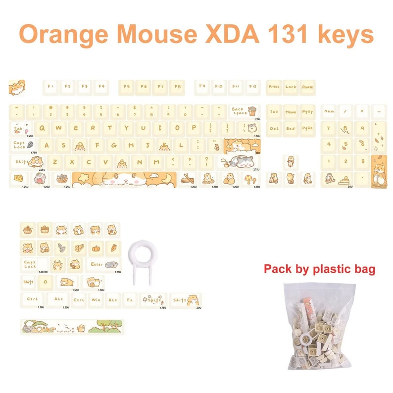 Cute Squirrel Keycaps Themed Keycap Set for Mechanical Keyboard 131 ...