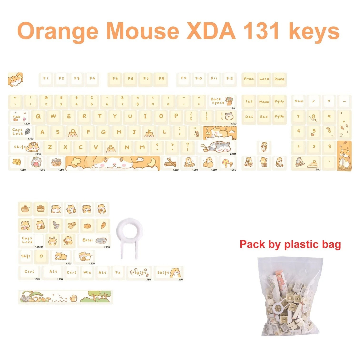 Cute Squirrel Keycaps Themed Keycap Set for Mechanical Keyboard 131 ...