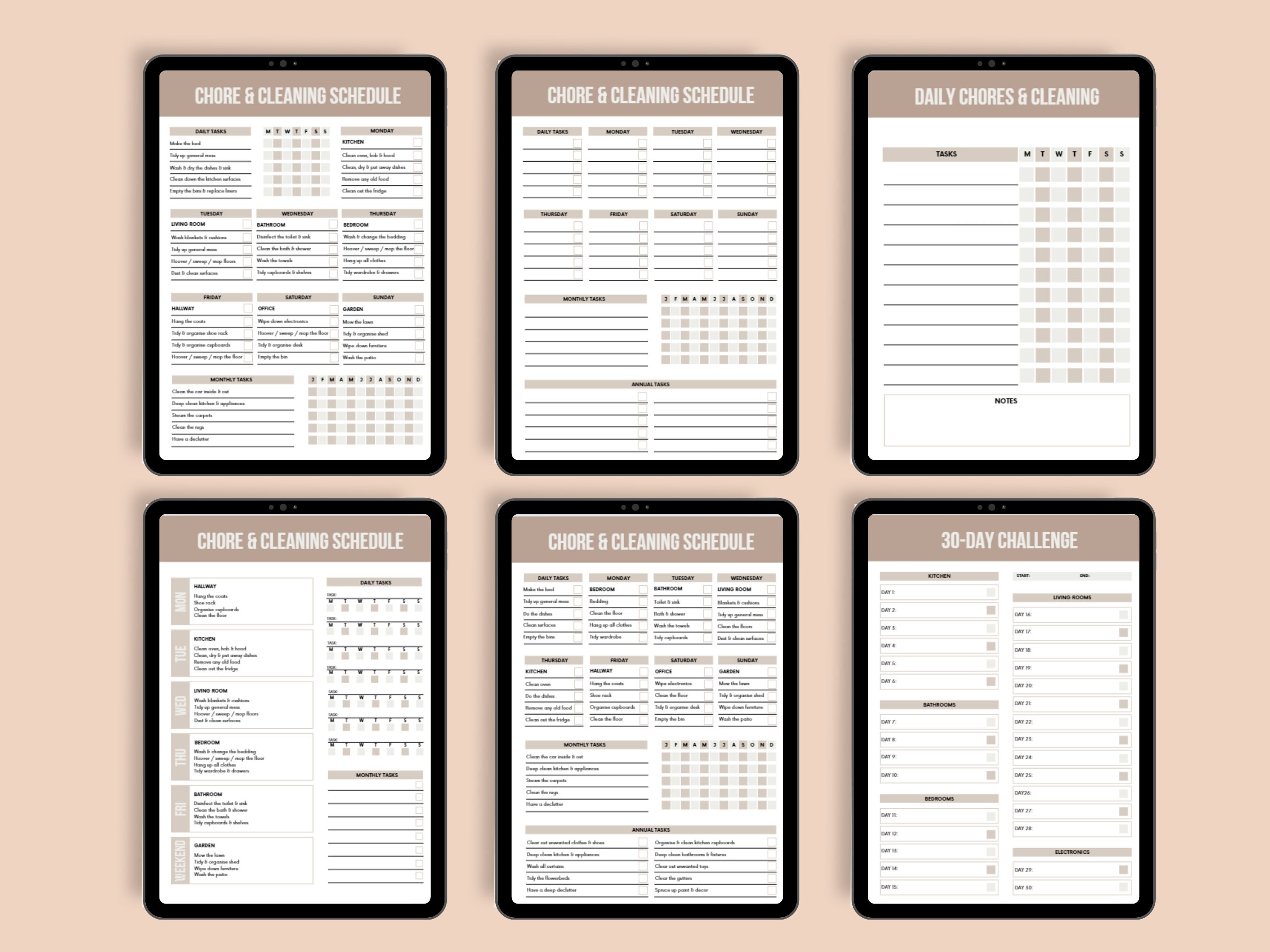 Chores and Cleaning Trackers - Printable & Digital Download Templates ...